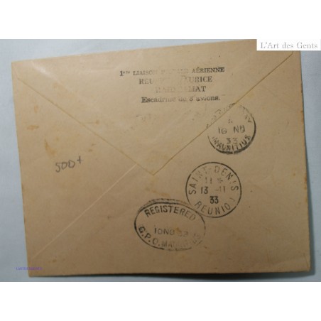 Réunion: Lettre Réunion Maurice 1933 RAID SAMAT, lartdesgents.fr